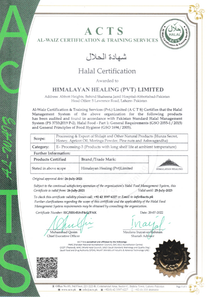 Our Certificates – Himalayan Healing Shilajit